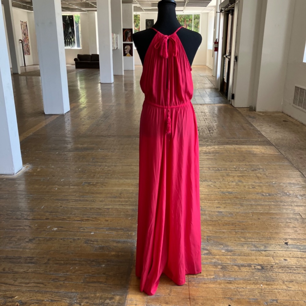 Calypso Bright, Pink 70s Inspired Maxi Dress With Poc… - Gem